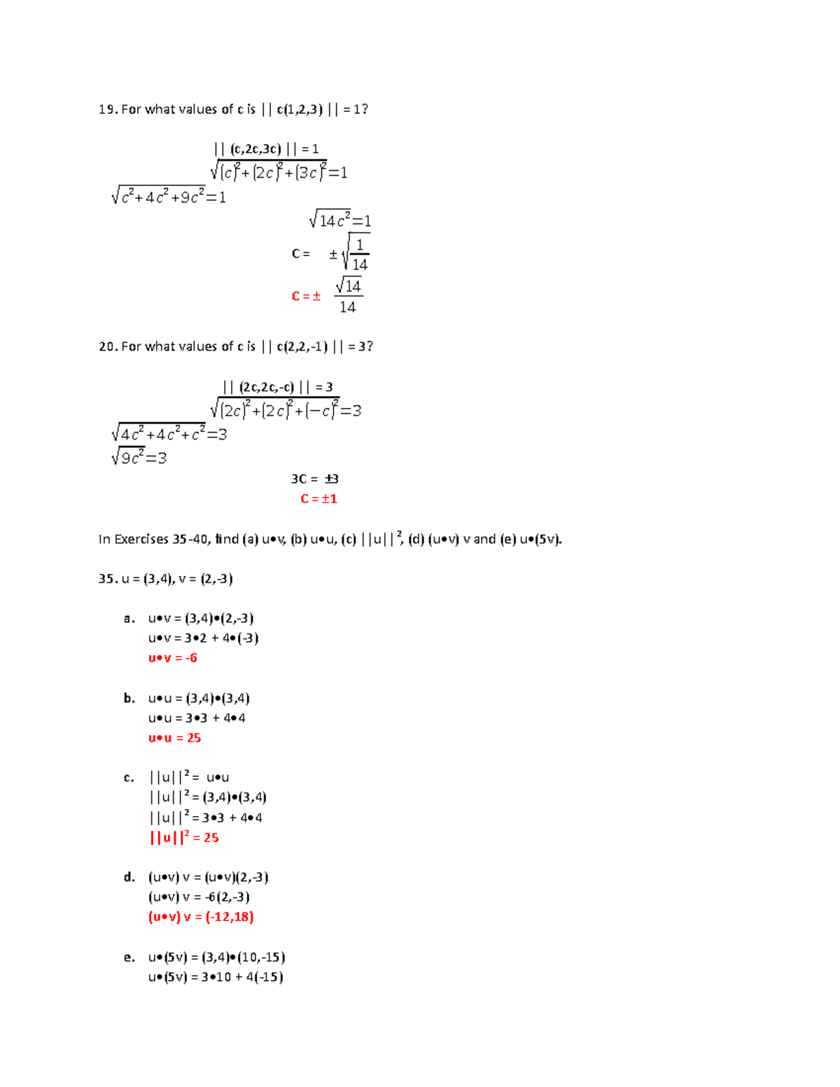 CE Numerical Solution - For what values of c is || c(1,2,3) || = 1 ...