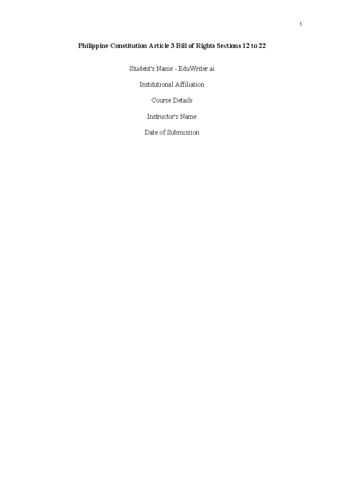 Philippine Constitution Article 3 Bill of Rights section 12 to 22 - How ...