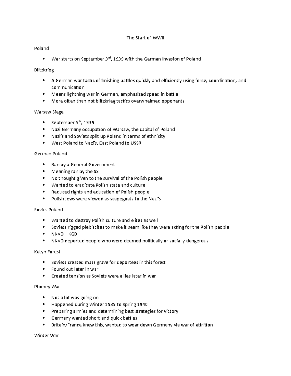 The Start of WWII - The Start of WWII Poland War starts on September ...