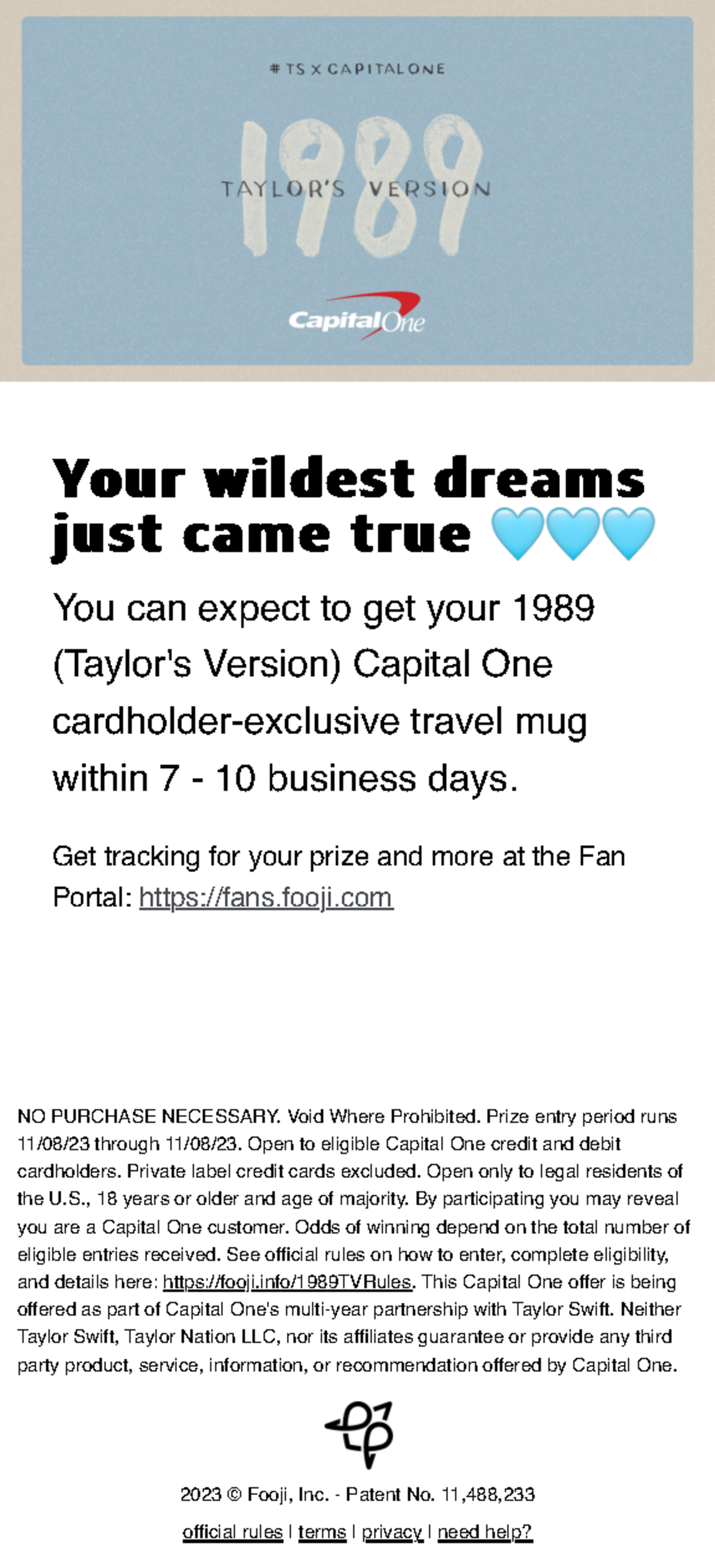 Participate in the Capital One 1989 merch campaign from Capital One ...