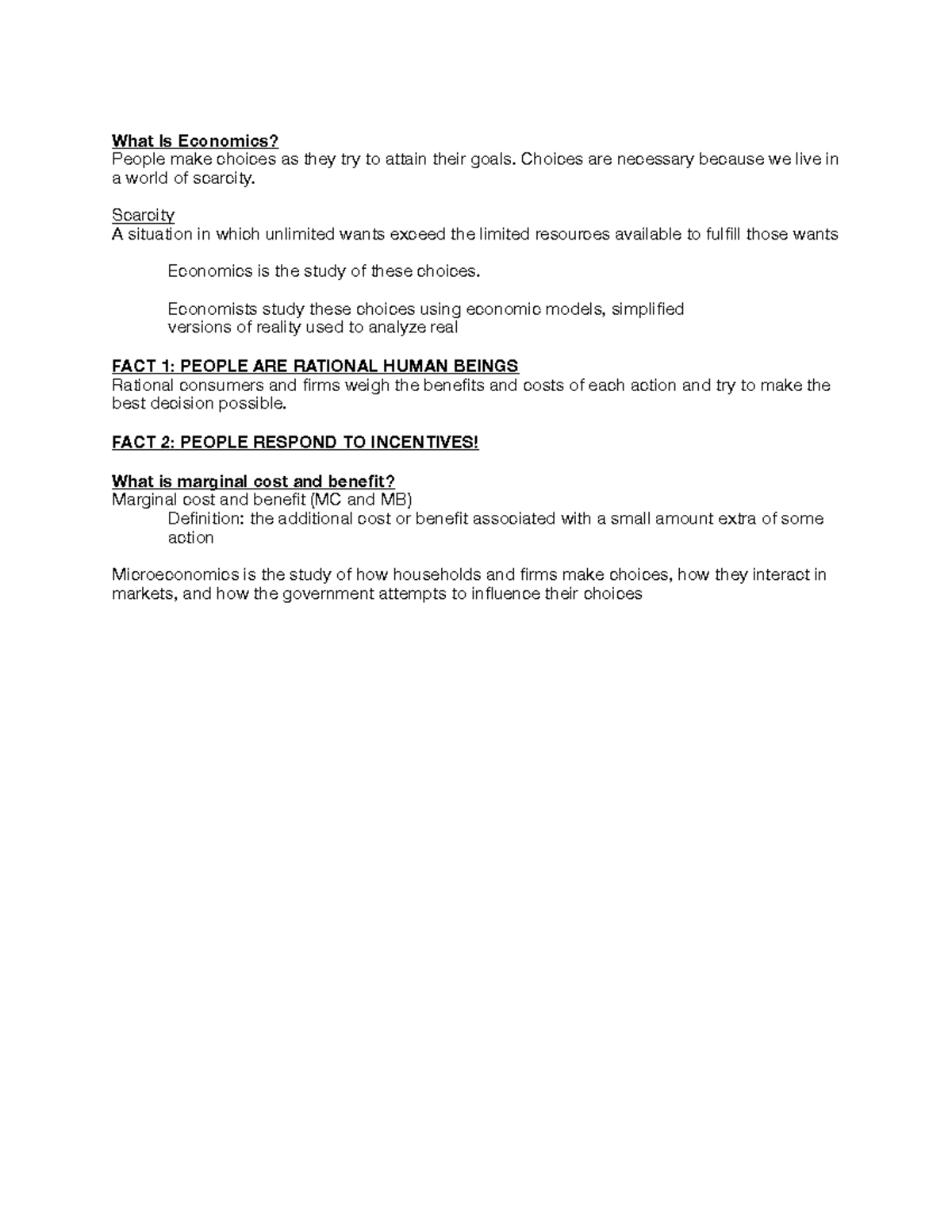 Lecture 1 - Intro to Microeconomics - What Is Economics? People make ...