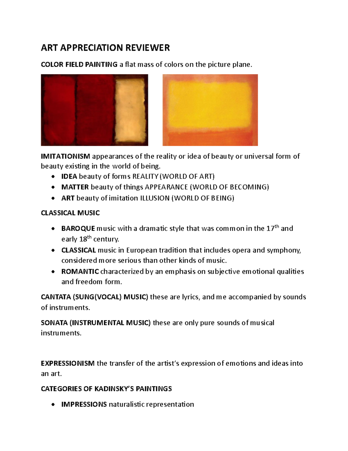 ART- Appreciation- Reviewer - ART APPRECIATION REVIEWER COLOR FIELD ...