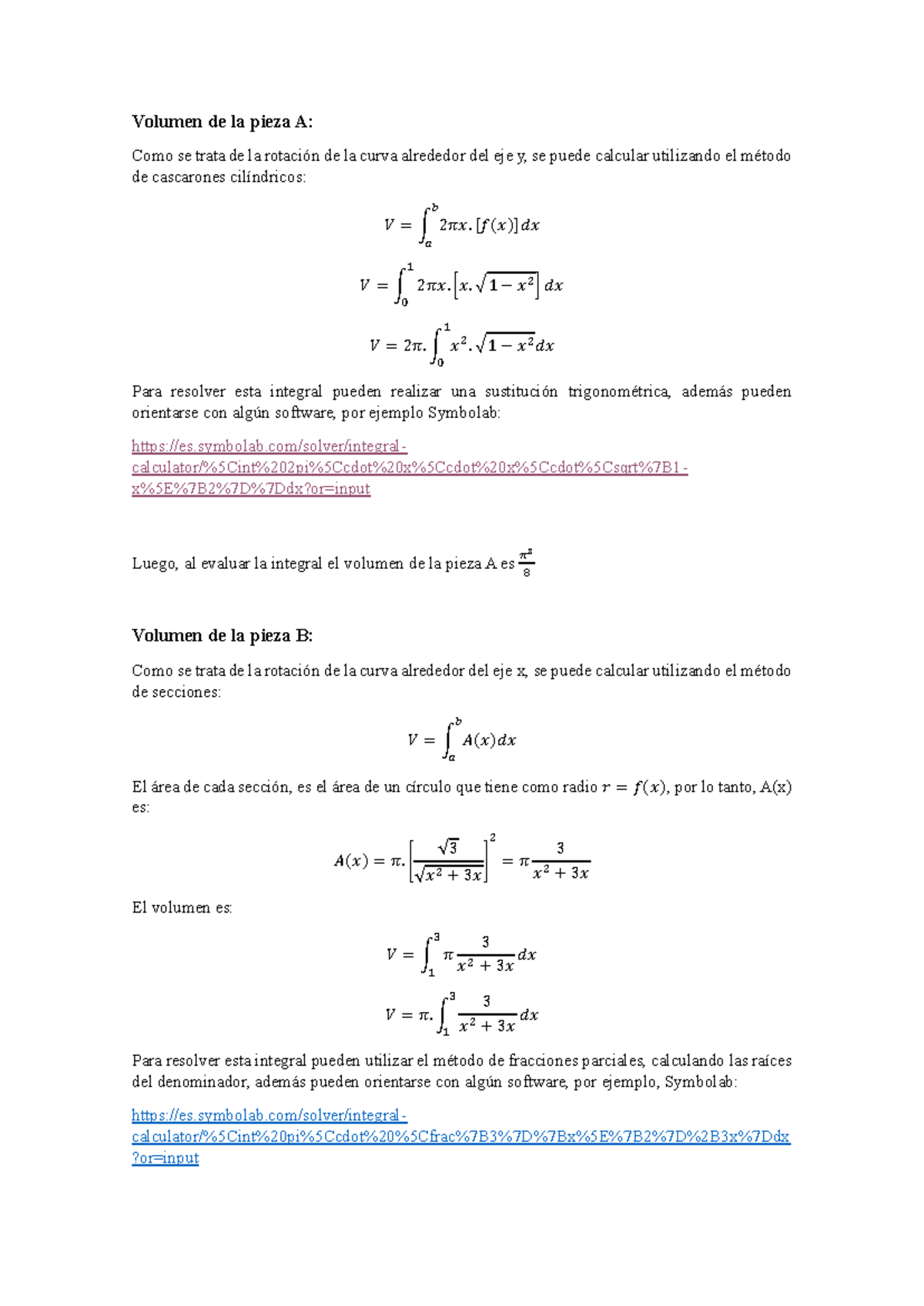 Volumen de piezas - Guia para resolucion de TP 3 de Calculo Integral ...