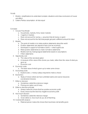Econ 101 Final Exam Review Notes - Econ 101 Final Exam: Exam 1 ...