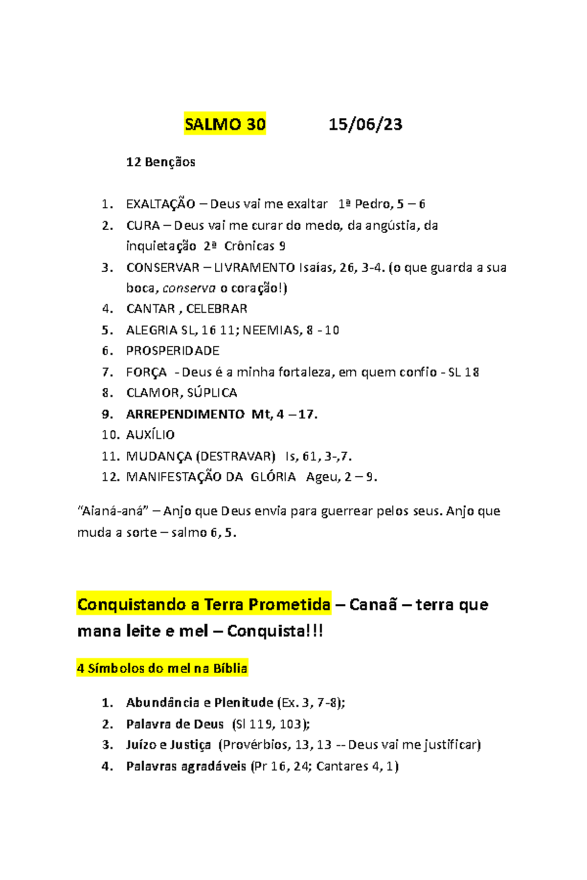 Salmo 30 - SALMO 30 15/06/ 12 Bençãos 1. EXALTAÇÃO – Deus vai me ...