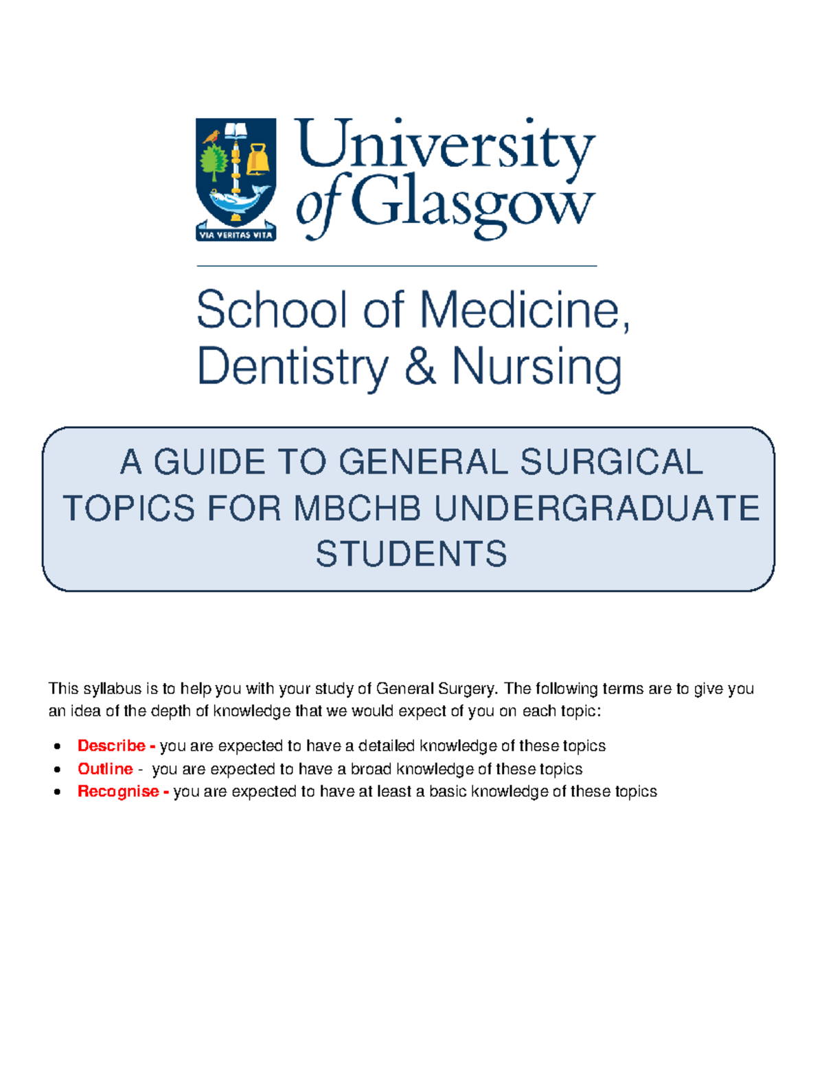 A Guide to General Surgical Topics for Undergraduate Students - A GUIDE ...