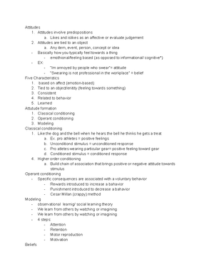 Week 1 - Class notes from TA class - Interpersonal Influence and ...