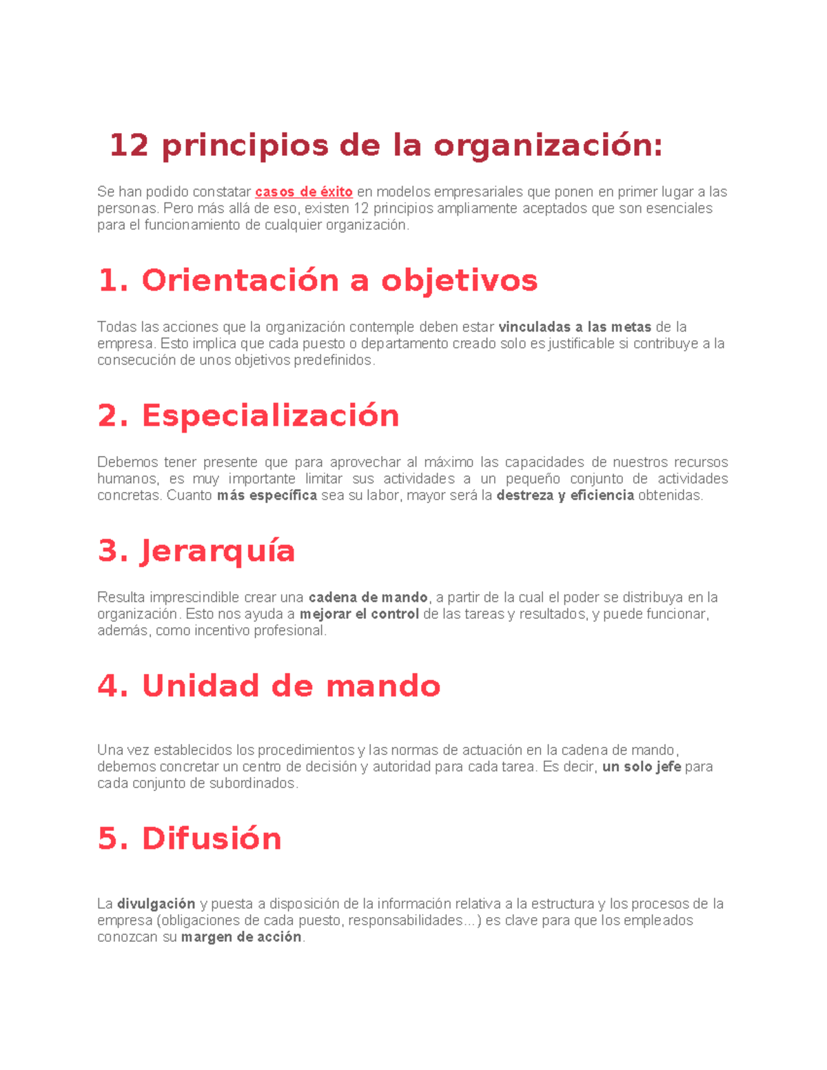 12 principios de la organización - Pero más allá de eso, existen 12 ...