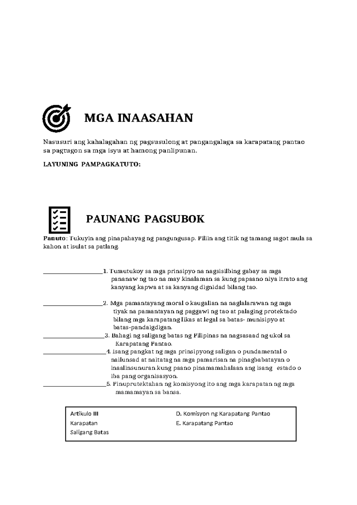 ARALING PANLIPUNAN MODULE 1 QUARTER 4 FOR GRADE 10 STUDENTS - Artikulo ...