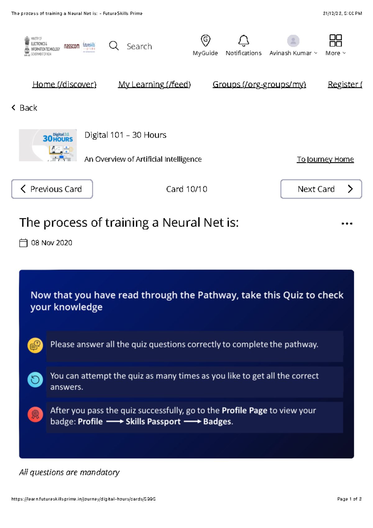 Digital 101 30hr - Assignment - ####### The process of training a Neural Net is: - FutureSkills ...