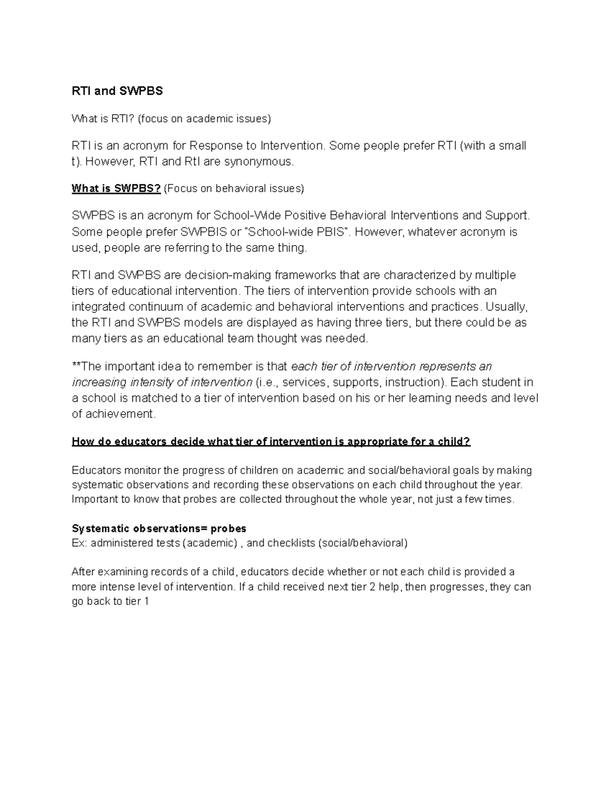 SED Week 3-RTI and Swpbs 10 Essential Questions and Answers - RTI and ...