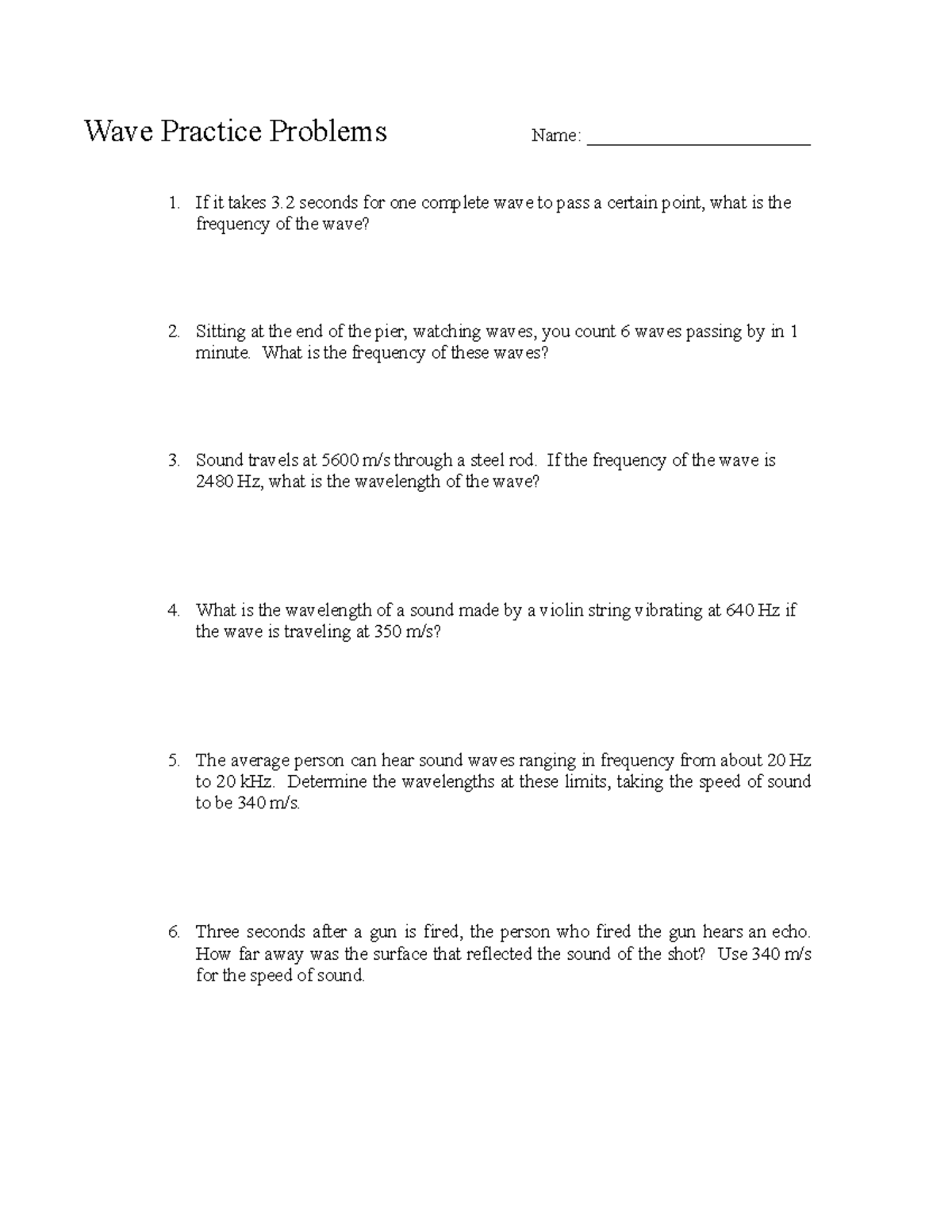 bobby- Wave Frquency Period and Velocity Practice Questions - Wave ...