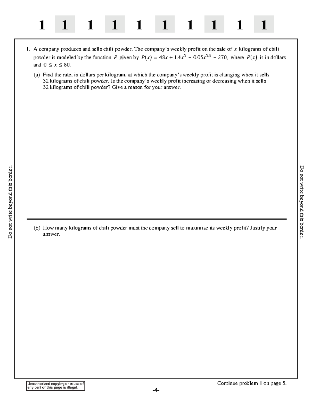 Calc hw - calc hw - Unauthorized copying or reuse of any part of this page is illegal. 1 1 111 1 ...