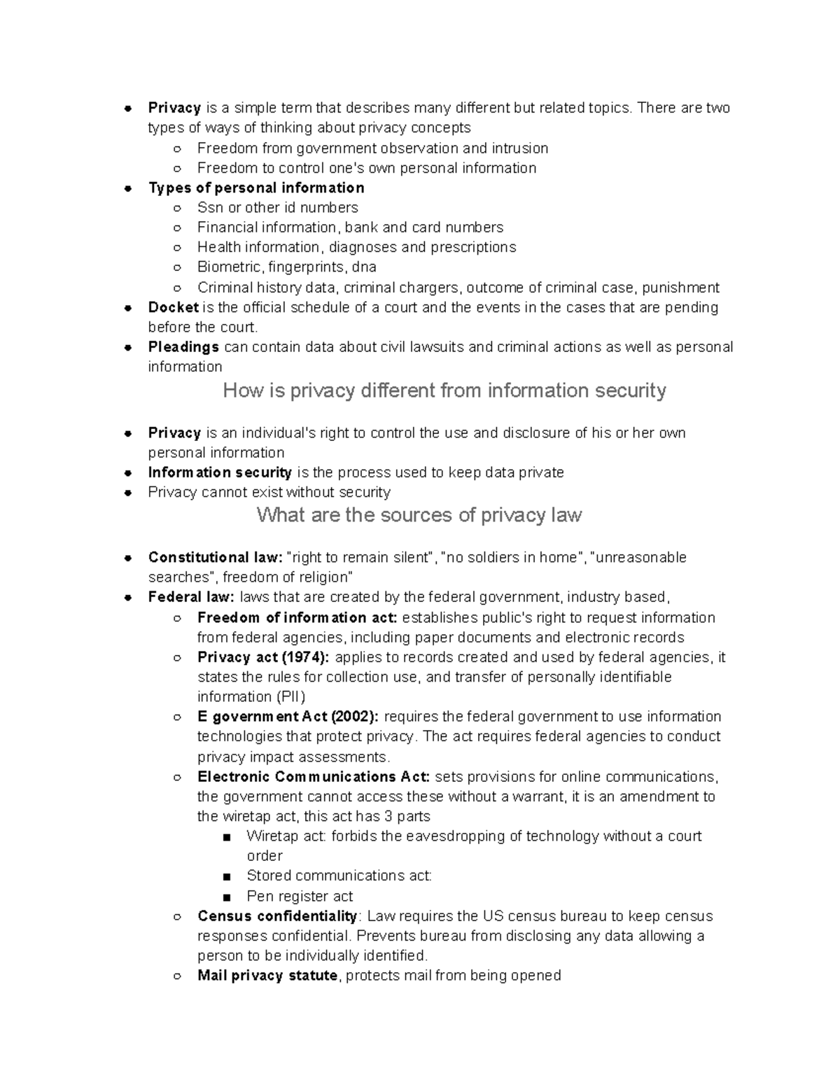 Chapter 2 Privacy Overview - Privacy is a simple term that describes ...