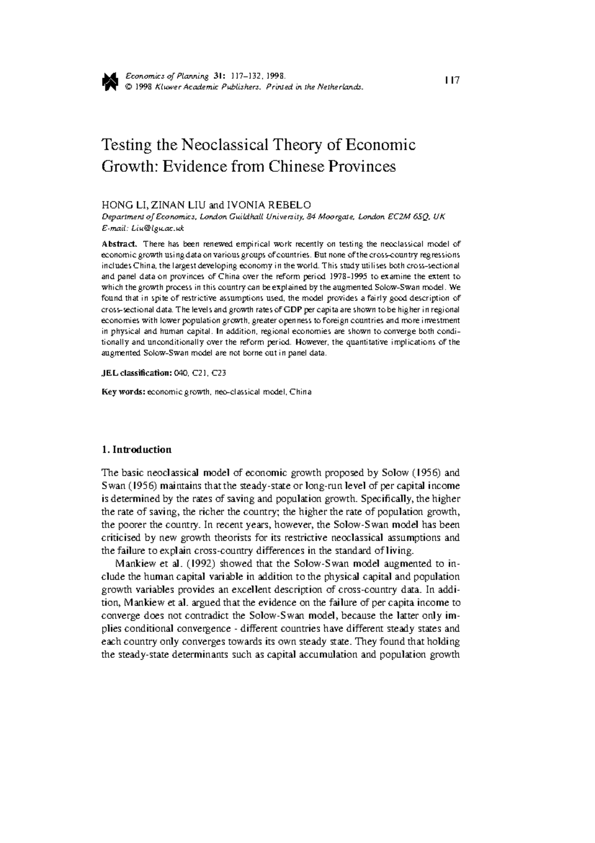 1 - digital economic - Economics of Planning 31: 117–132, 1998. © 1998 ...