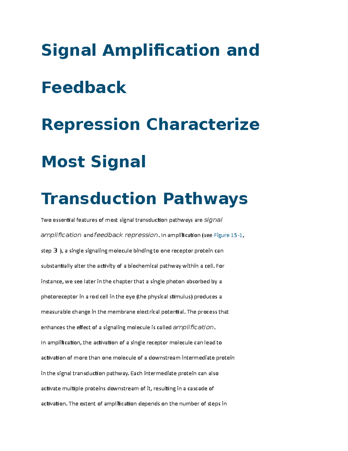 Cell 2 - cell bio - Signal Amplification and Feedback Repression ...