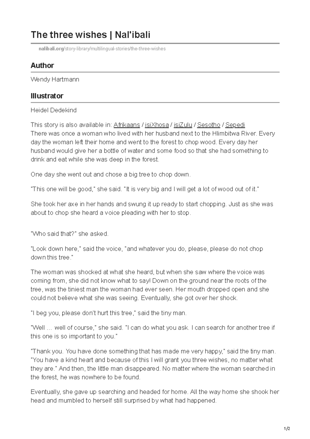 Nalibali.org-The three wishes Nalibali - 1/ The three wishes | Nal ...