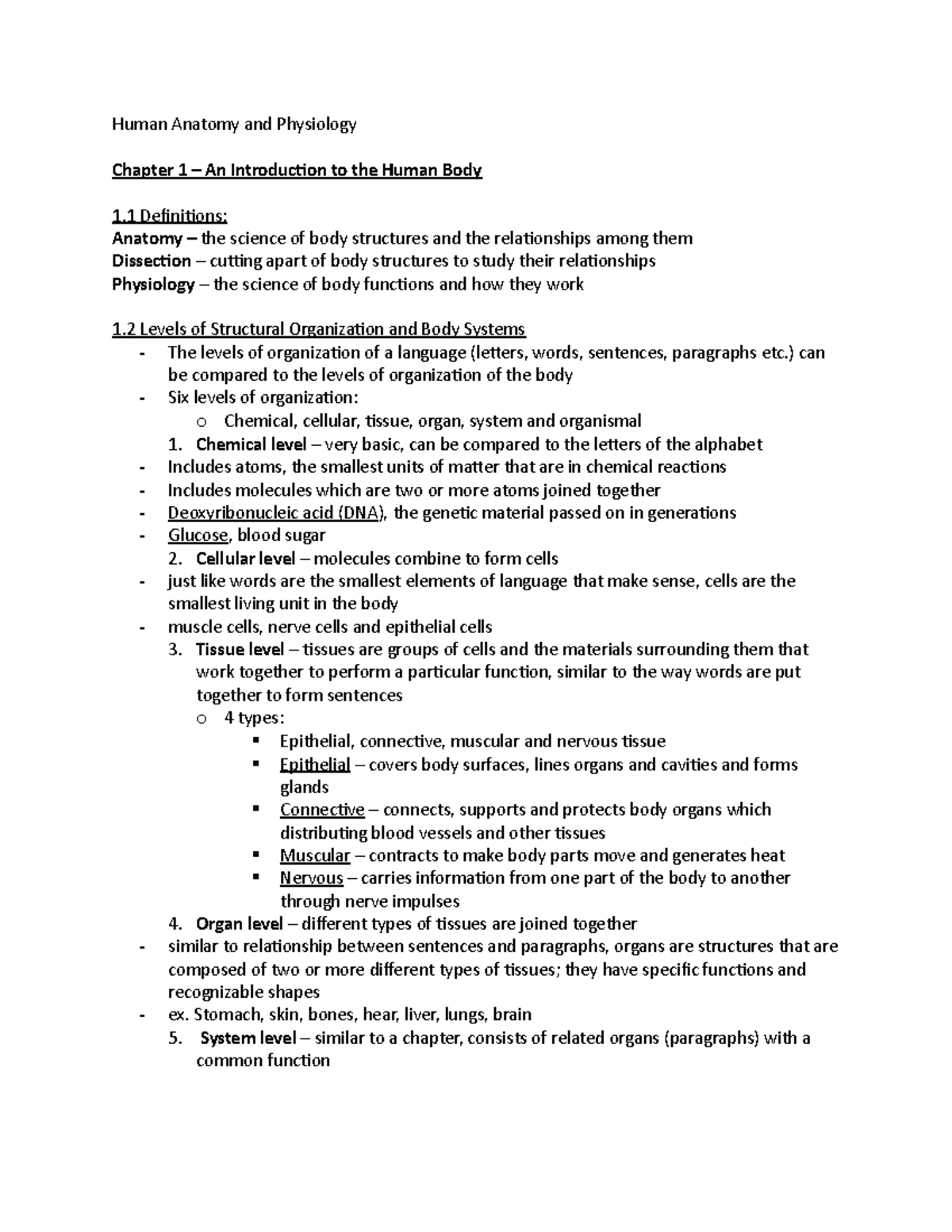 Chapter 1 - Intro to the human body - Human Anatomy and Physiology ...