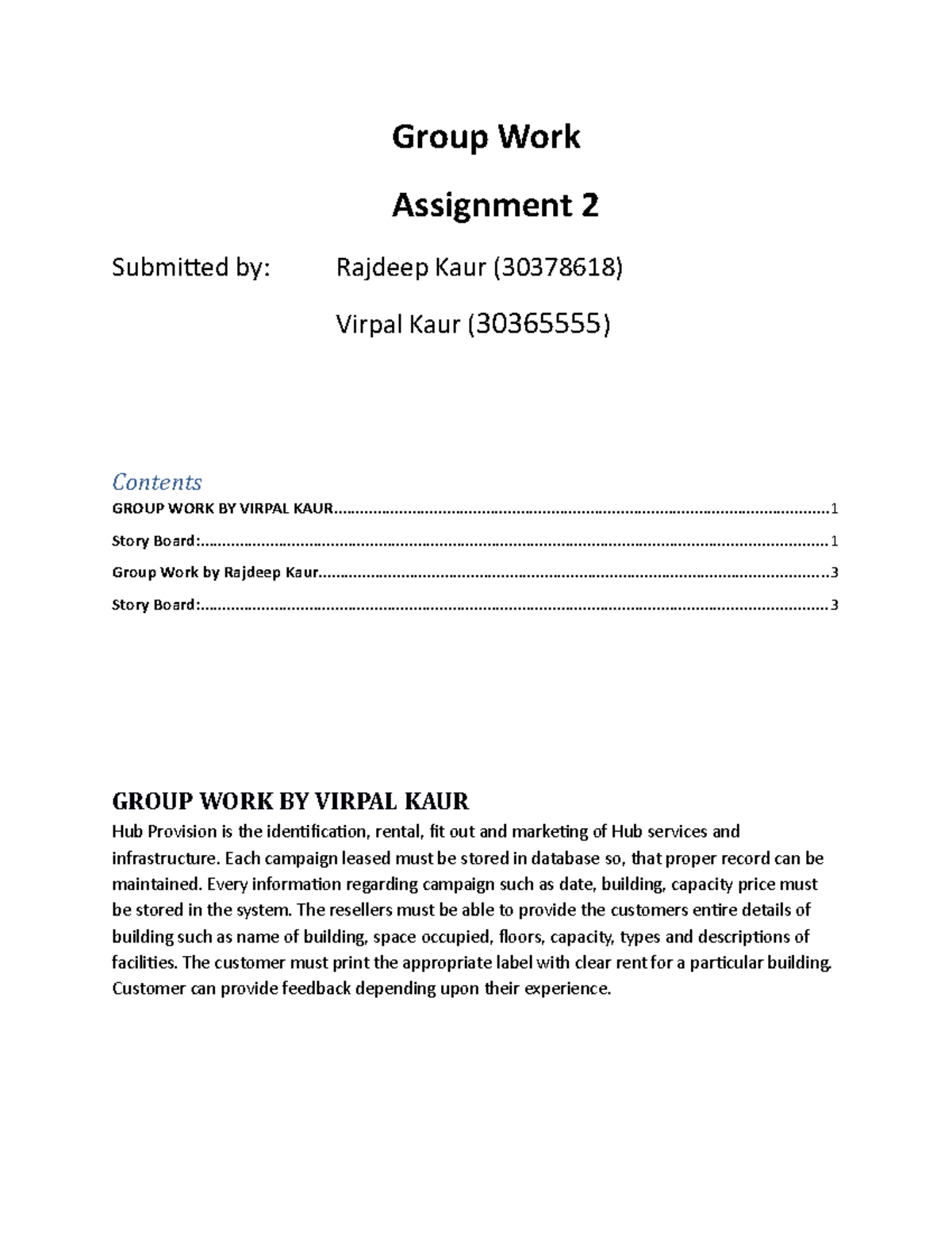 Group Work - Group Work Assignment 2 Submitted by: Rajdeep Kaur ...
