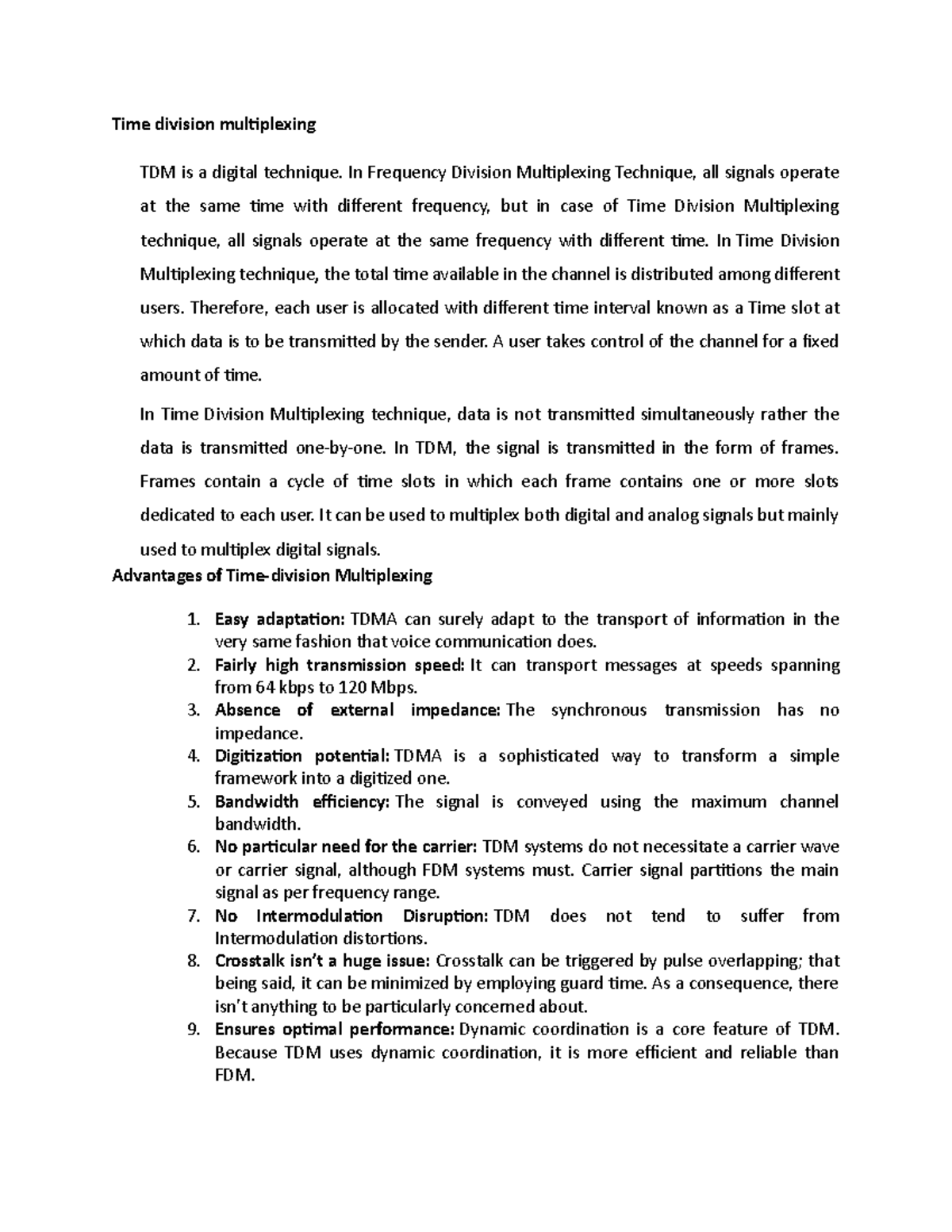 Time division multiplexing - In Frequency Division Multiplexing ...
