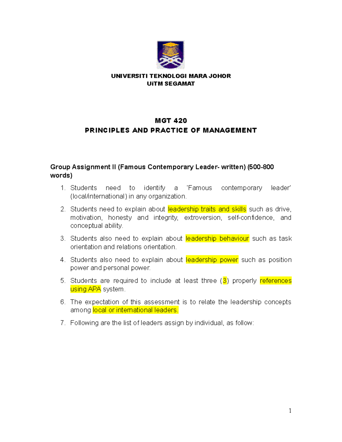 Group Assignment ii 2022 - UNIVERSITI TEKNOLOGI MARA JOHOR UiTM SEGAMAT ...