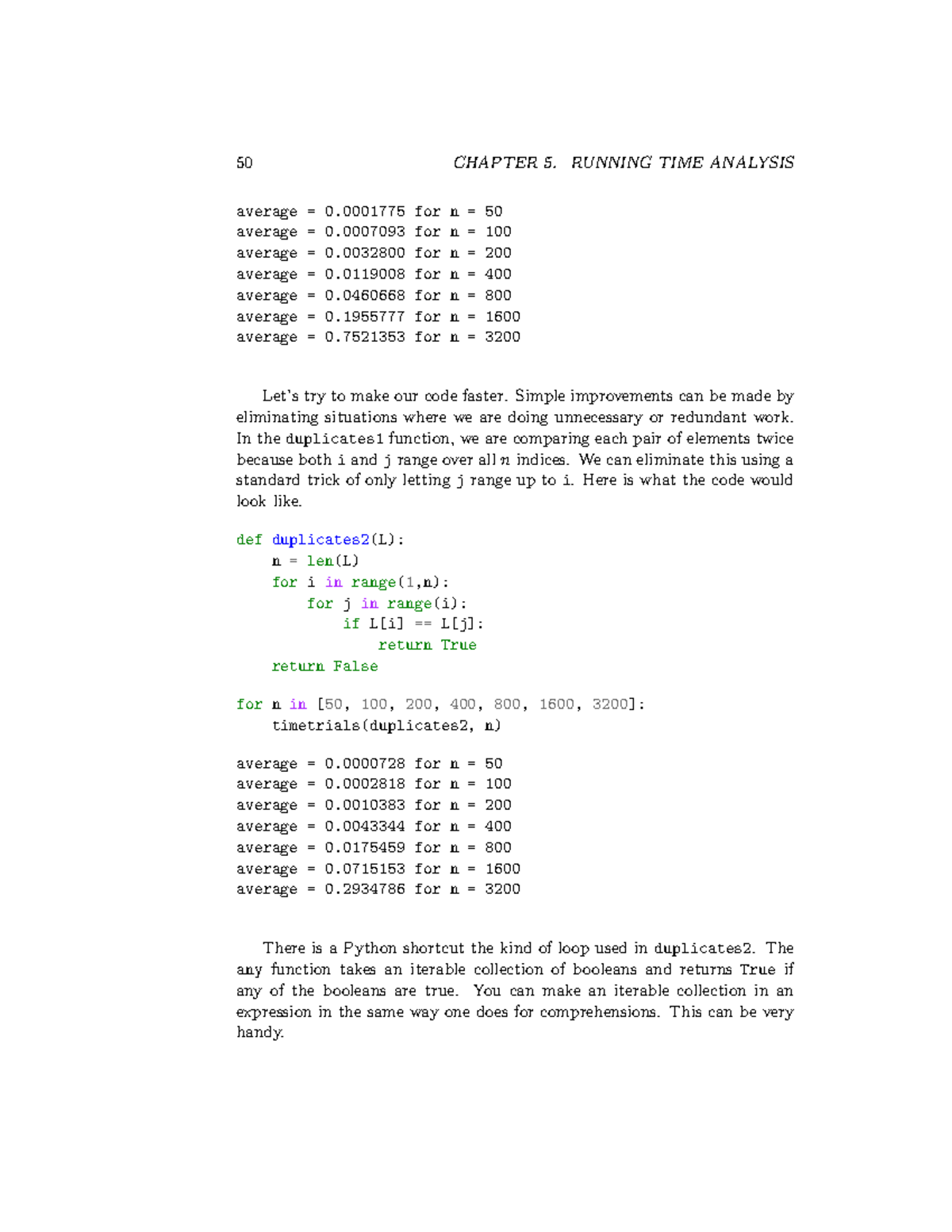 Dsa-8 - good - 50 CHAPTER 5. RUNNING TIME ANALYSIS average = 0 for n = 50 average = 0 for n ...