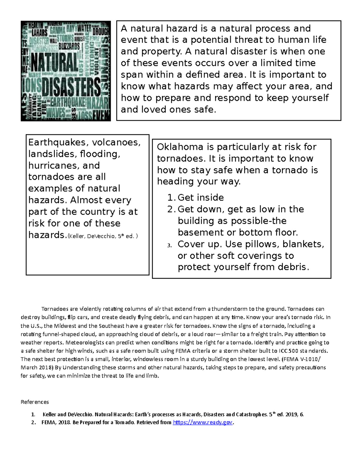 Hazards poster - paper - Tornadoes are violently rotating columns of ...