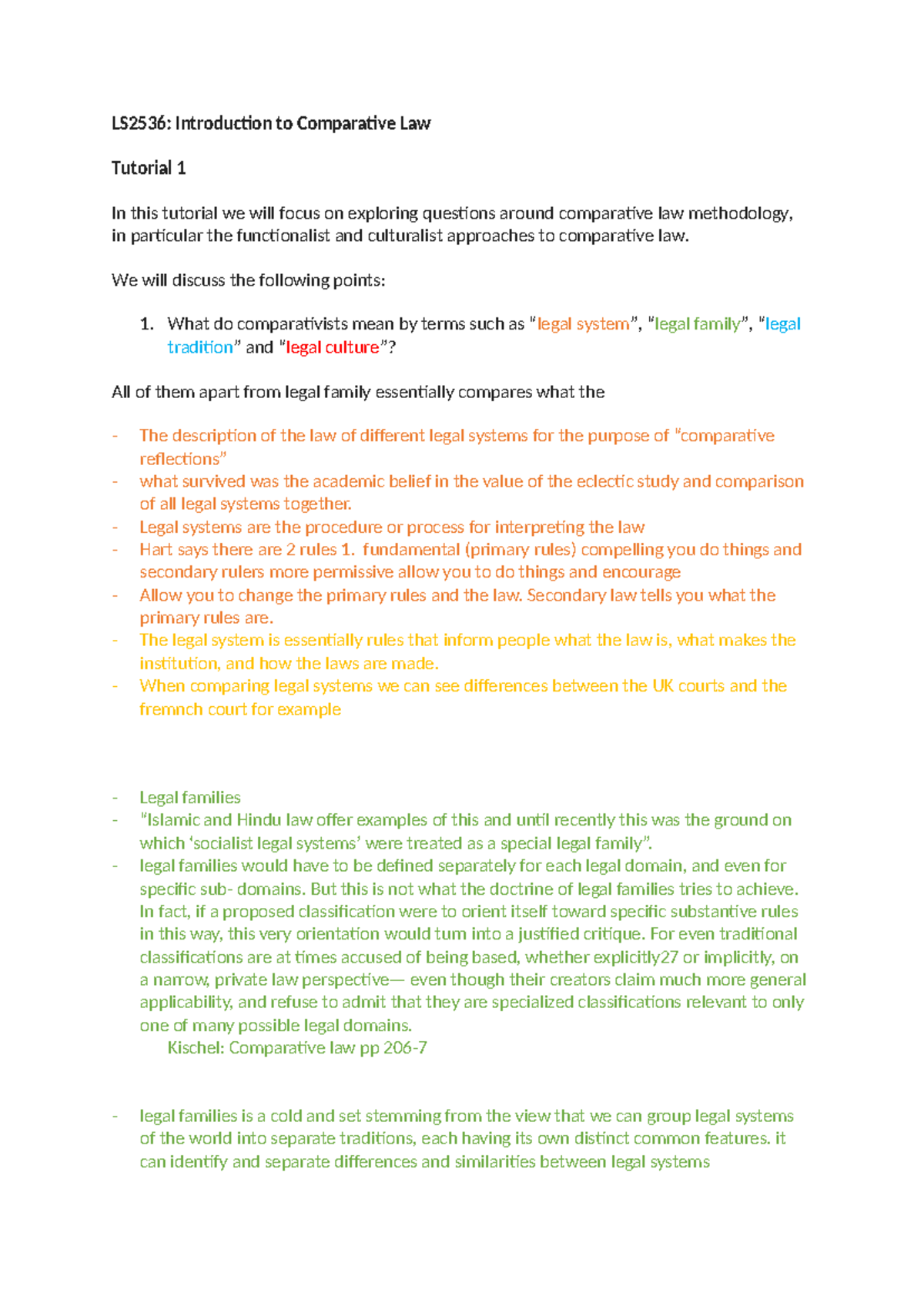 LS2536- Introduction to comparative Law- Tutorial 1 - LS2536: Introduction to Comparative Law ...