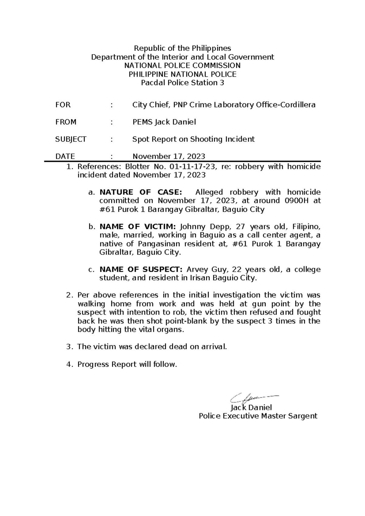 For5spot - forensic 5 - Republic of the Philippines Department of the ...