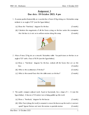 PHY 101 course outline - PHY 101 – Mechanics Fall 2024 To understand ...