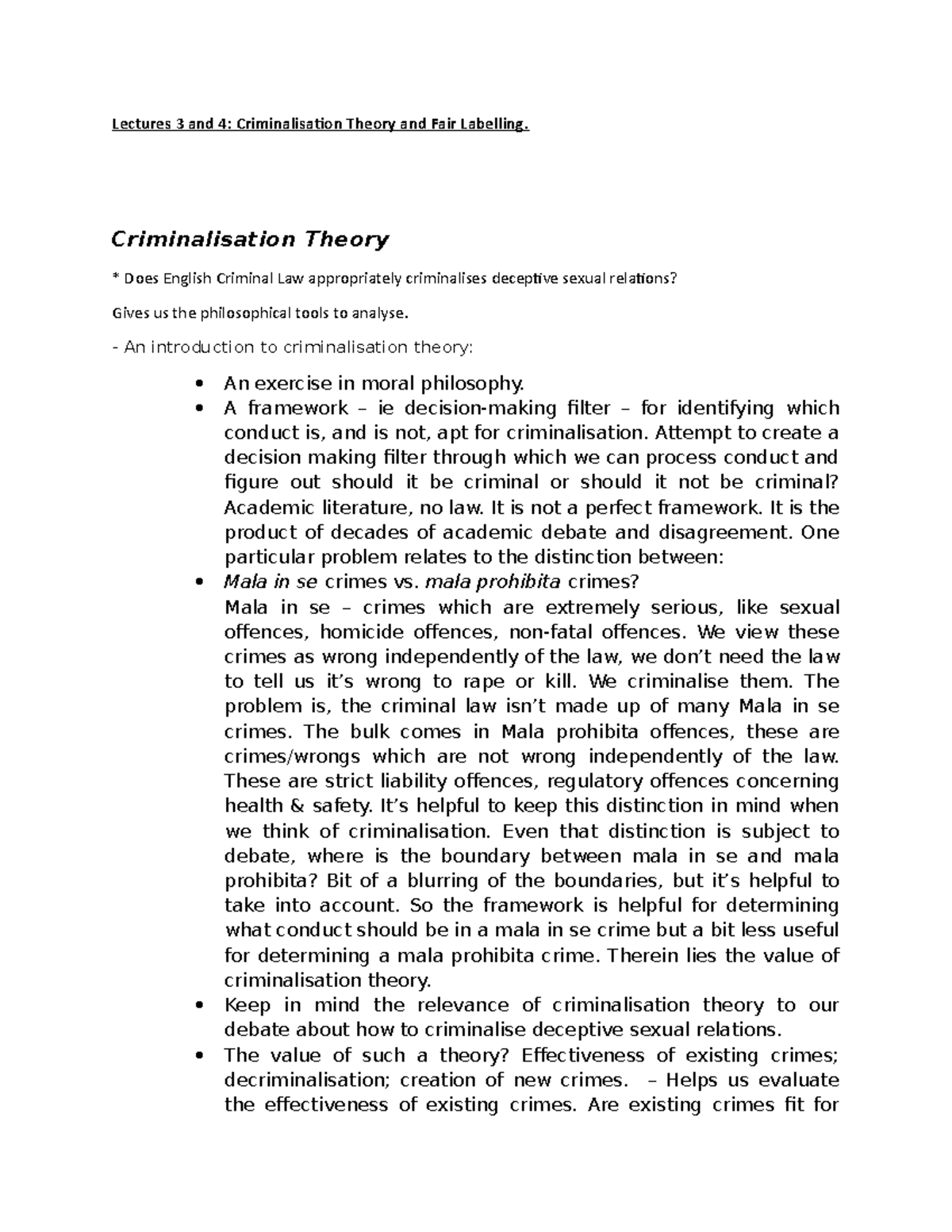 Criminalisation Theory and Fair Labelling - Criminalisation Theory Does ...