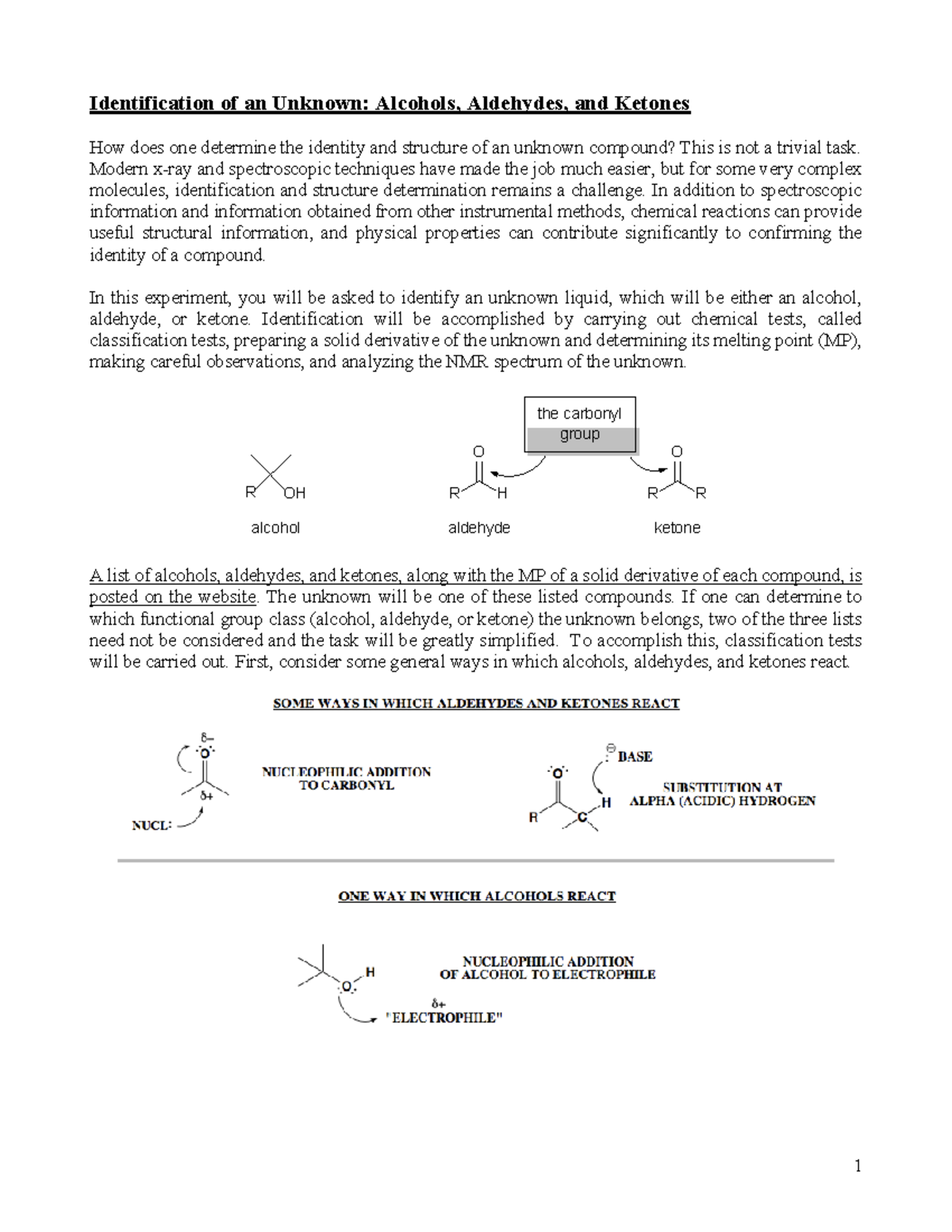 Procedure - Wet lab for identifying unknown organic compounds ...