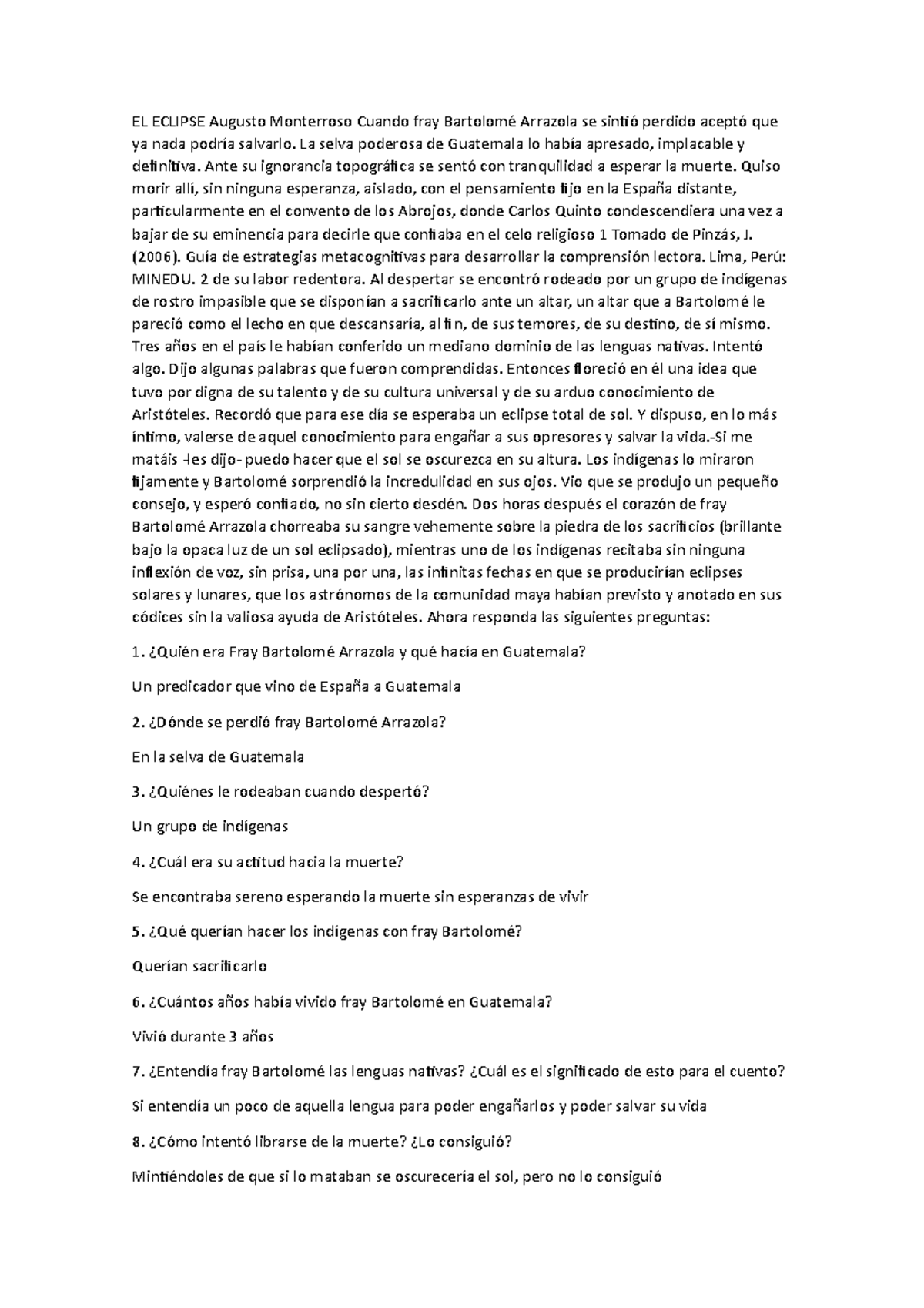 EL Eclipse Augusto Monterroso Cuando fray Bartolomé Arrazola se sintió ...