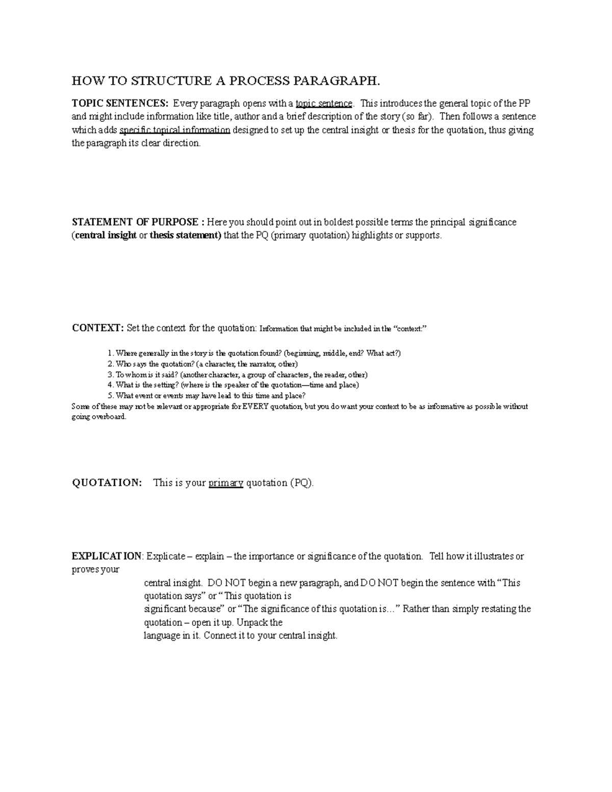 Process Paragraph Structure - HOW TO STRUCTURE A PROCESS PARAGRAPH ...