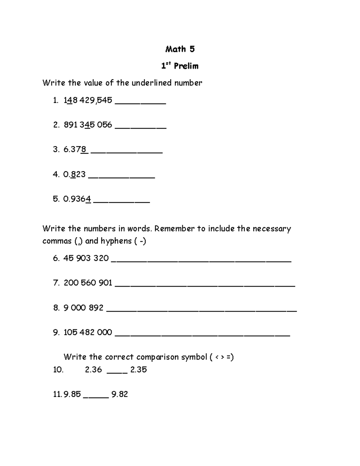 487431349-Math-5 - Bvrvr fvrvr fvrvr - Math 5 1 st Prelim Write the ...