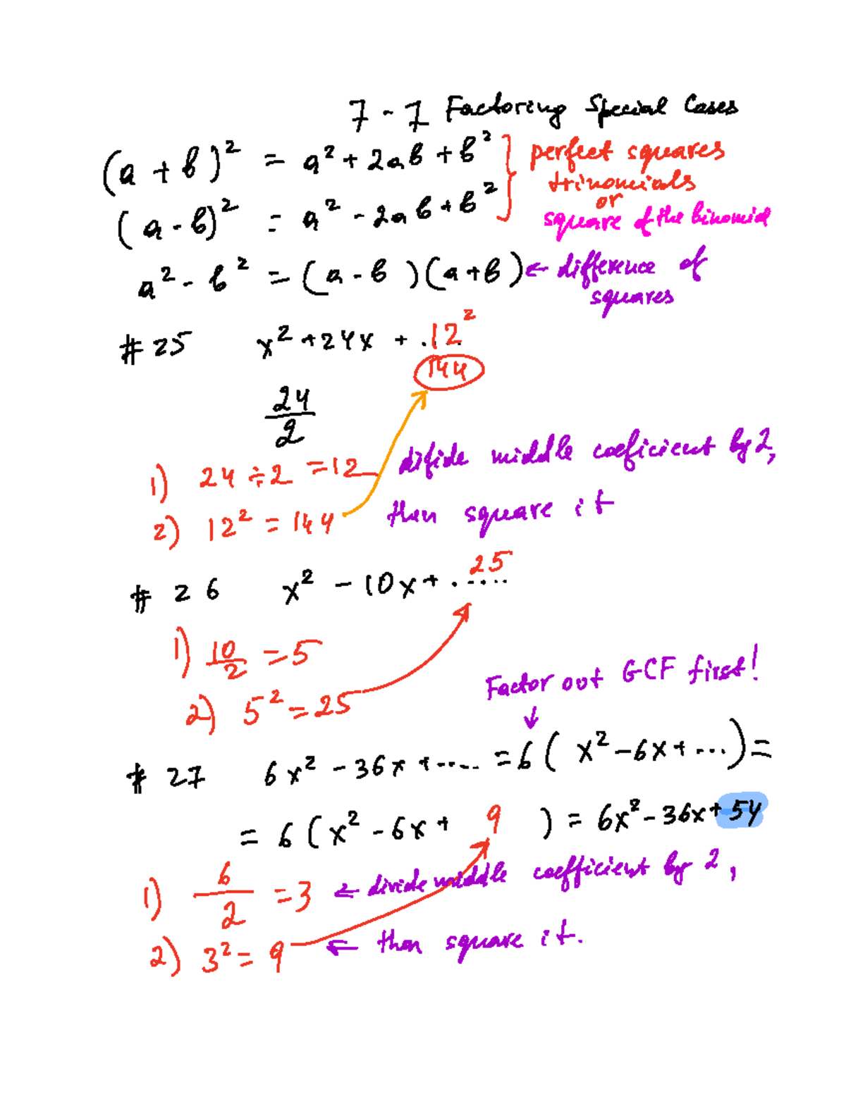 Practice 9 7 Factoring Special Cases