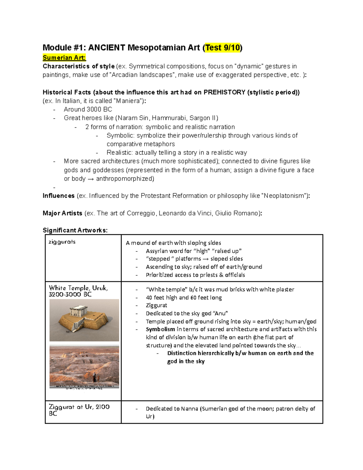 Ancient Mesopotamian Art - Module #1: ANCIENT Mesopotamian Art (Test 9/ ...