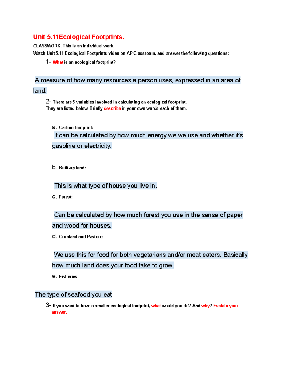 5 - fyhdjuykfkyu - Unit 5 Footprints. CLASSWORK. This is an Individual ...