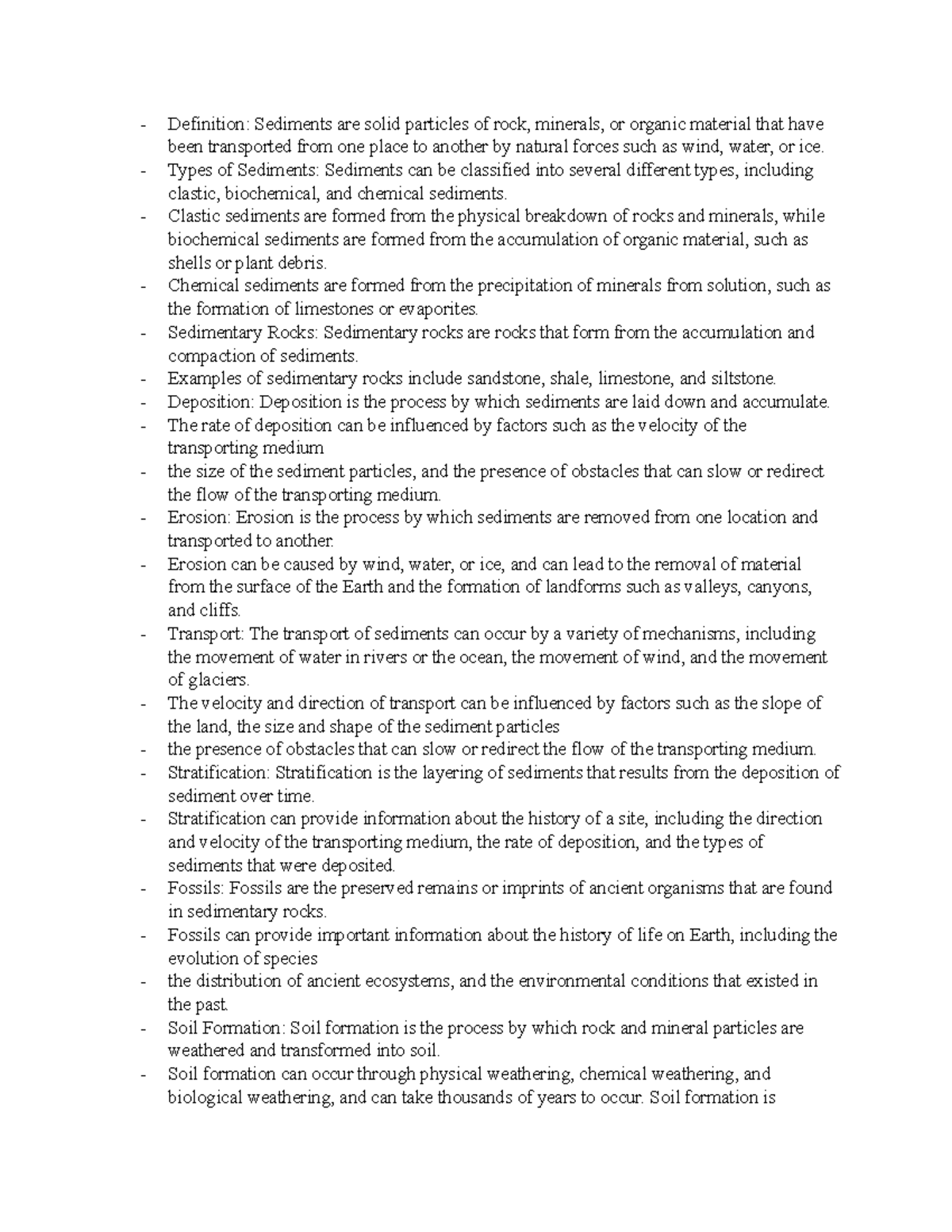 Earth Science Notes 14 ECC - Definition: Sediments are solid particles ...