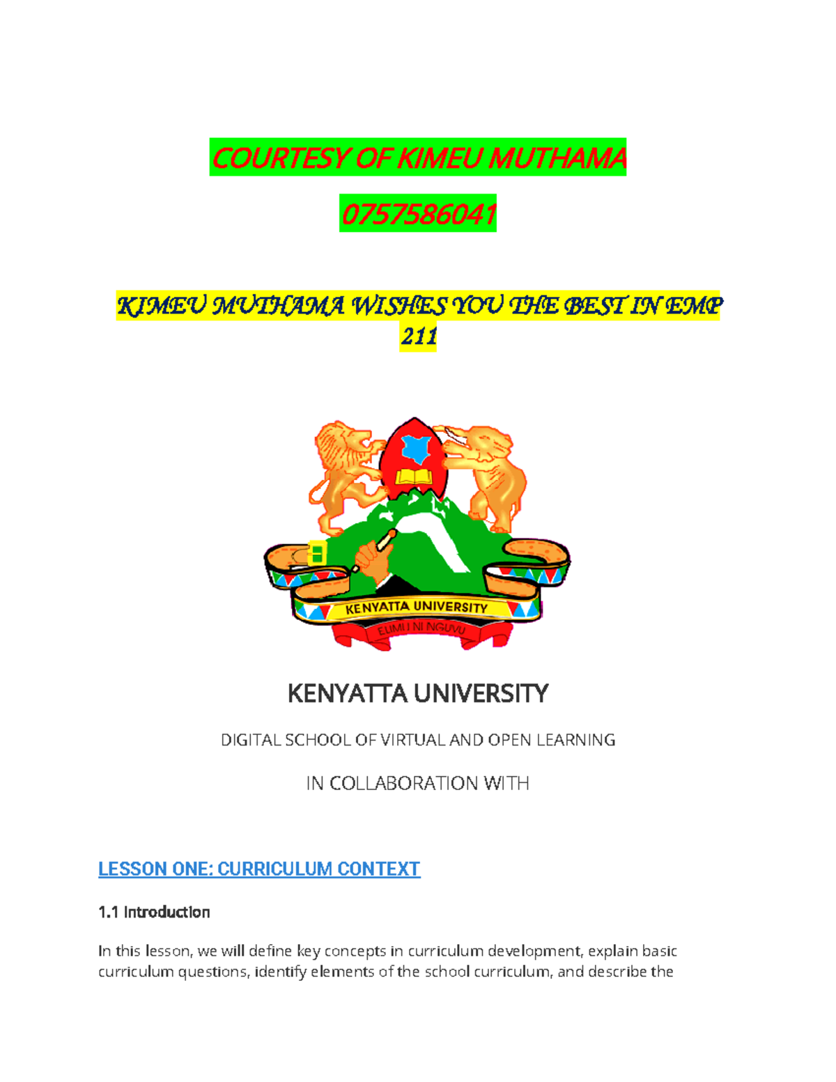 EMP 211- Courtesy OF Kimeu Muthama - COURTESY OF KIMEU MUTHAMA ...