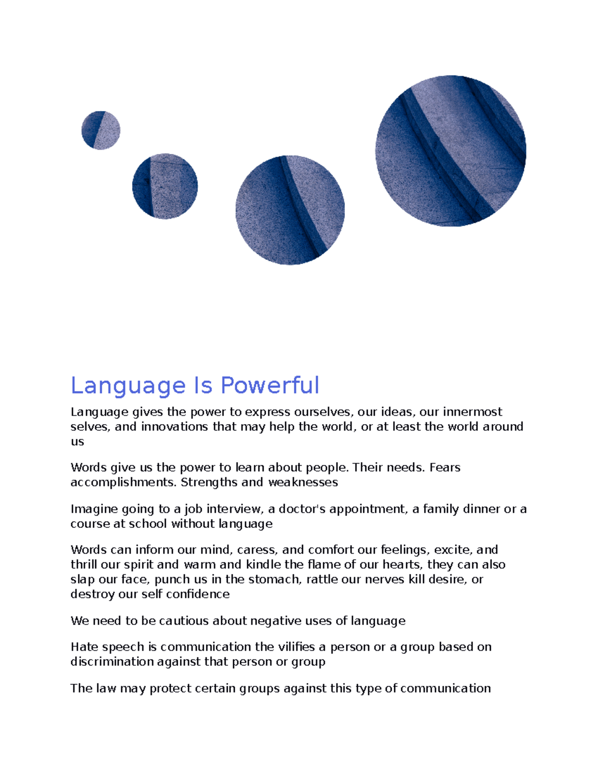 Language Is Powerful - Language Is Powerful Language gives the power to ...
