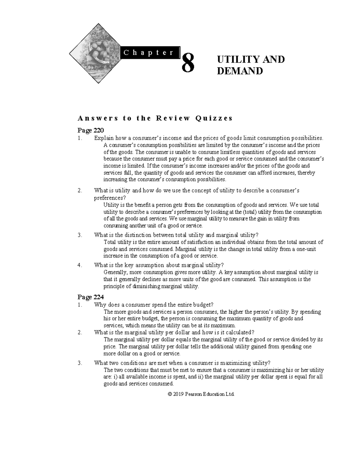 Utility and Demand - Summary Engineering Economics and management - A n s w e r s t o t h e R e ...
