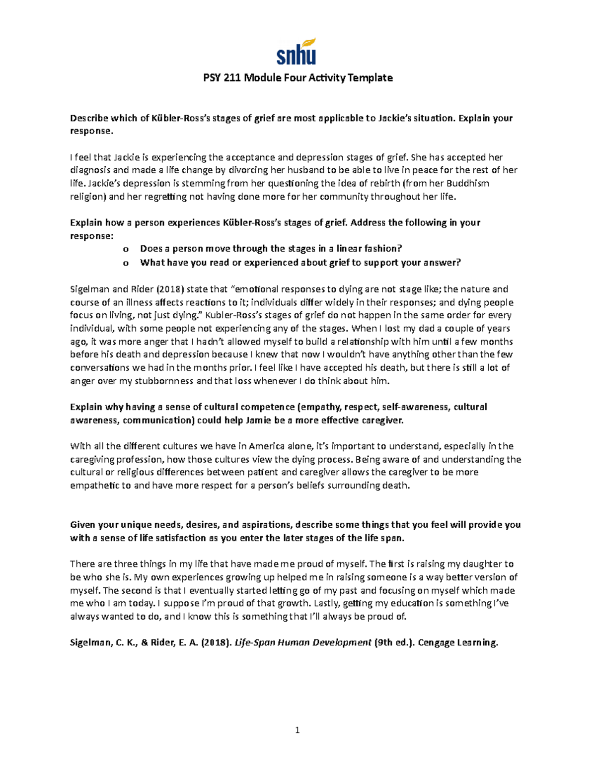 PSY 211 Module Four Activity Template - PSY 211 Module Four Activity ...