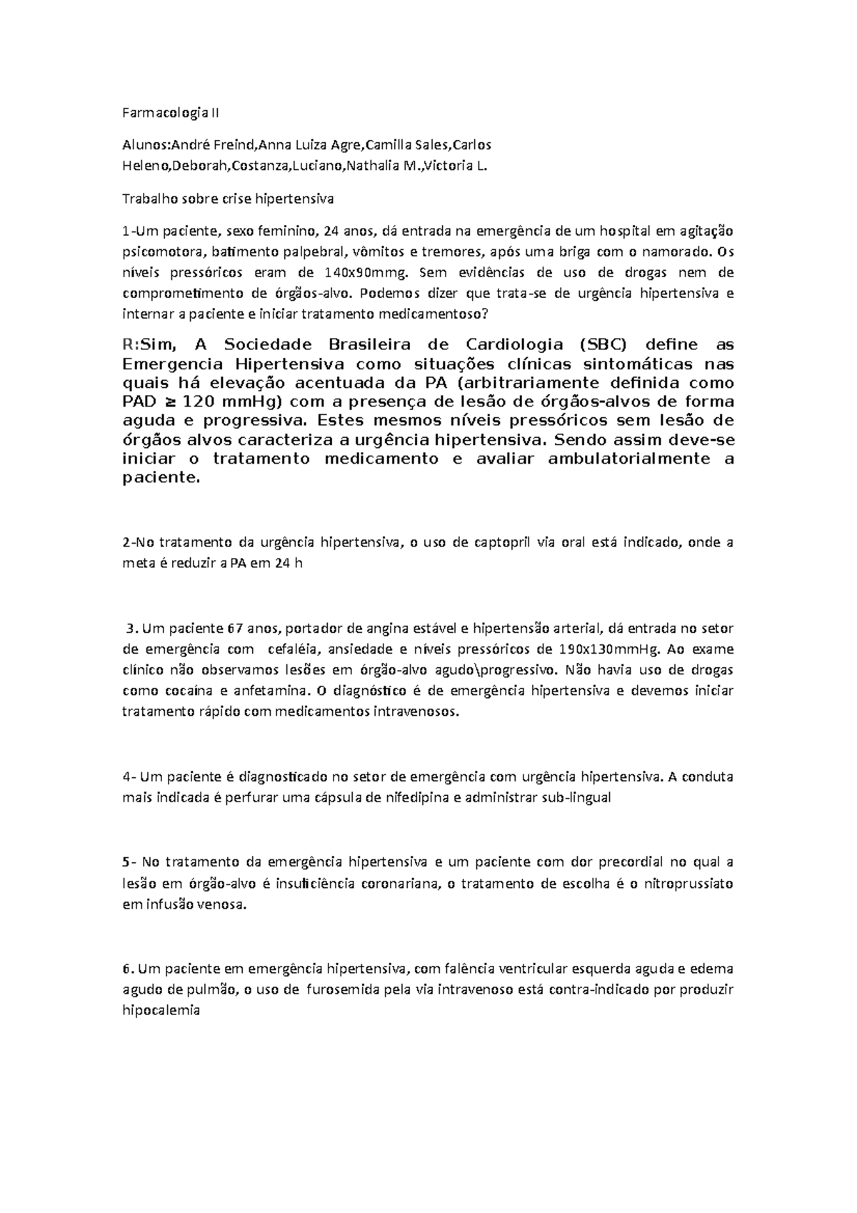 Trabalho crise hipertensiva - Farmacologia II Alunos:André Freind,Anna ...