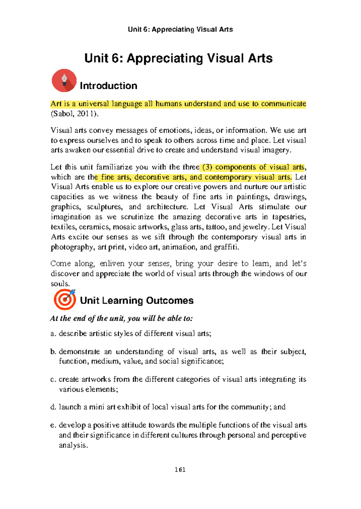 Unit 6 Appreciating Visual Arts - Unit 6: Appreciating Visual Arts ...