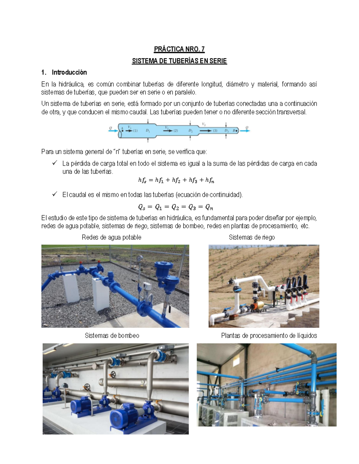 7. SIST TUB Serie 2 - hidraulica 1 - PRÁCTICA NRO. 7 SISTEMA DE ...