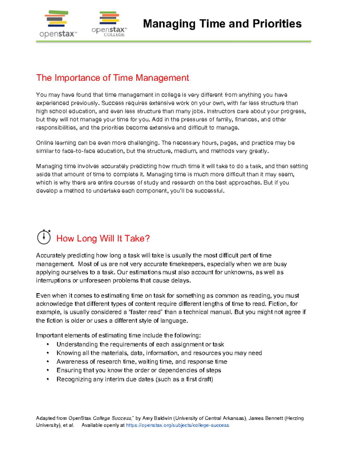 Managing Time and Priorities - Managing Time and Priorities Adapted ...