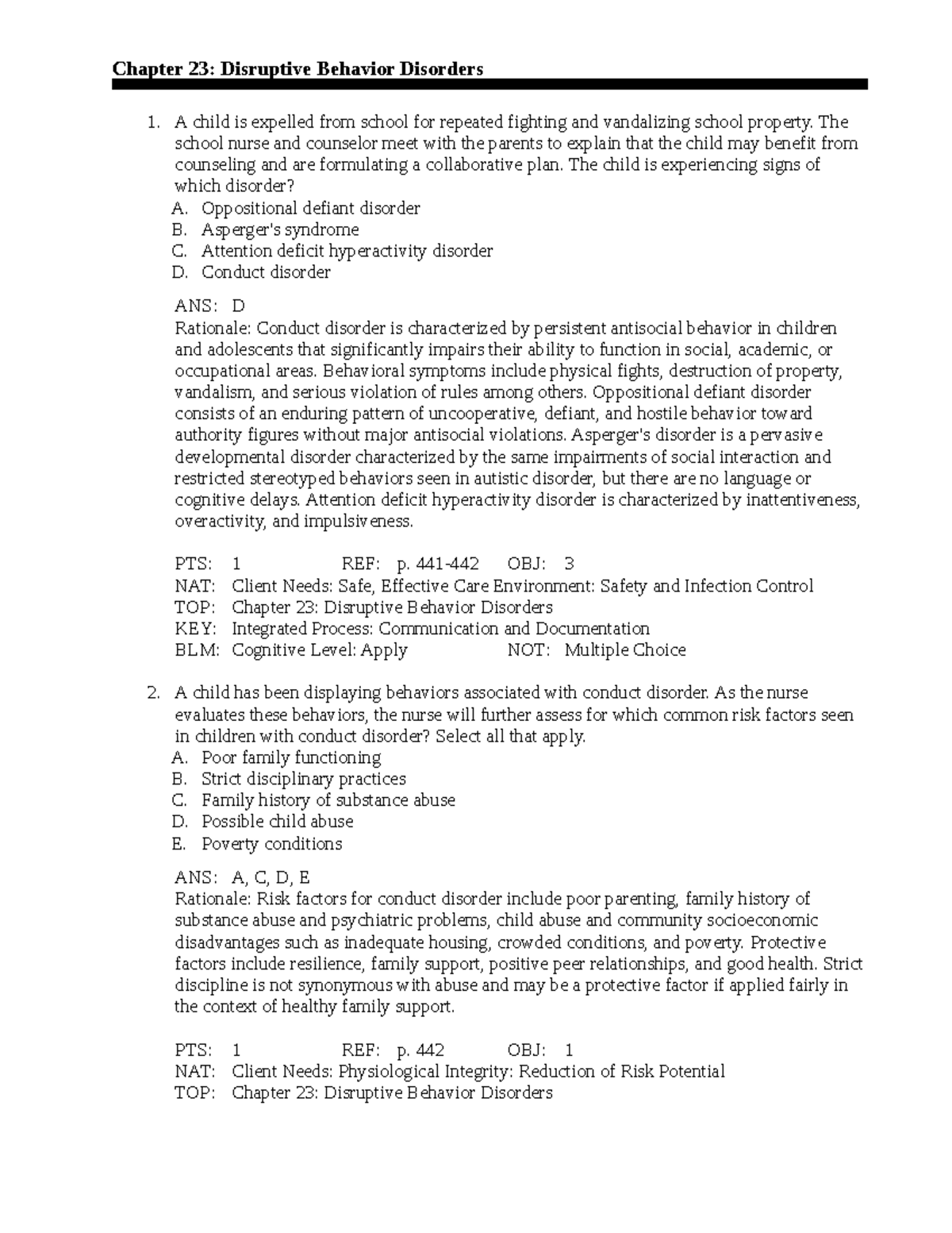 23 - Study the best you could - Chapter 23: Disruptive Behavior ...