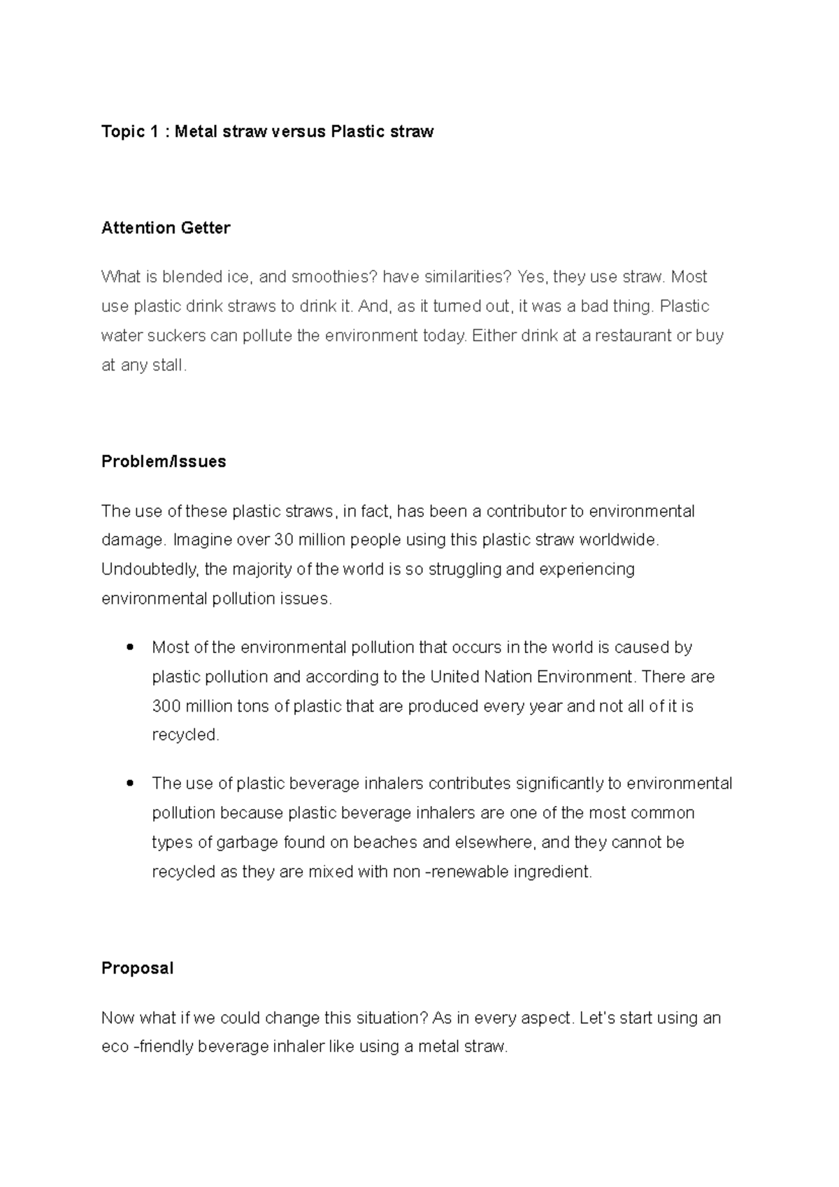 Pitching-metalstraw - ENGLISH FOR ORAL PRESENTATIONS (ELC590)_PITCHING ...