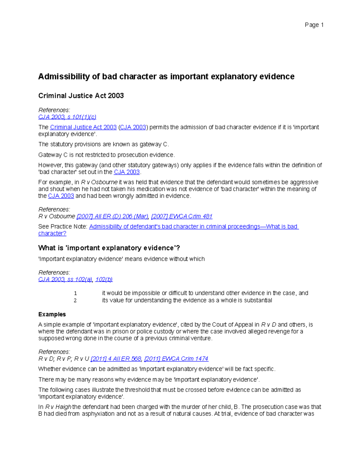 Admissibility of bad character as important - The statutory provisions ...